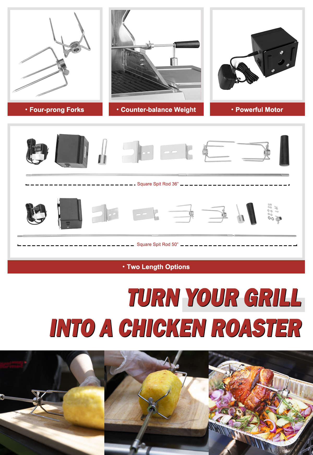 ROYAL GOURMET® RTS5000 UNIVERSAL COMPLETE ROTISSERIE KIT - RGC